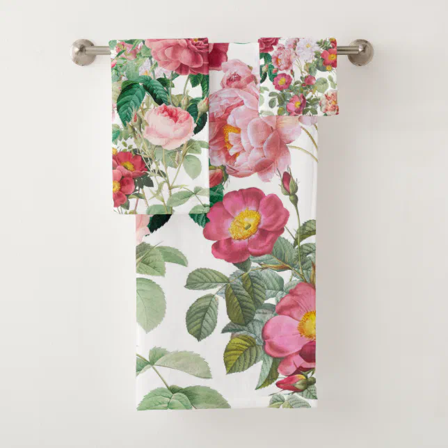 Floral Roses Vintage Spring Garden Bath Towel Set | Zazzle