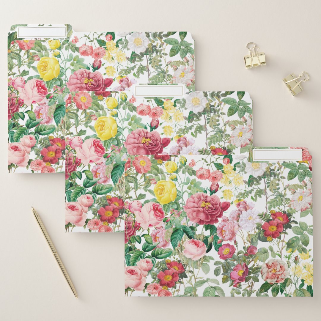Floral Roses Vintage Spring Garden File Folder | Zazzle