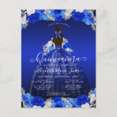 Floral Royal Blue Princess Dress Gown Quinceanera Postcard | Zazzle