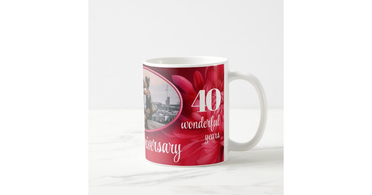 Floral ruby anniversary custom photo mug | Zazzle