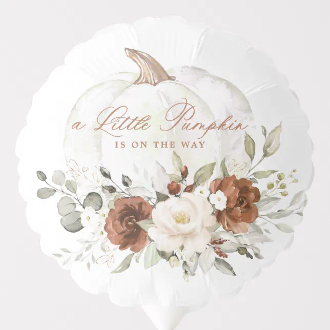 Floral Rust Greenery Pumpkin Fall Baby Shower Balloon | Zazzle