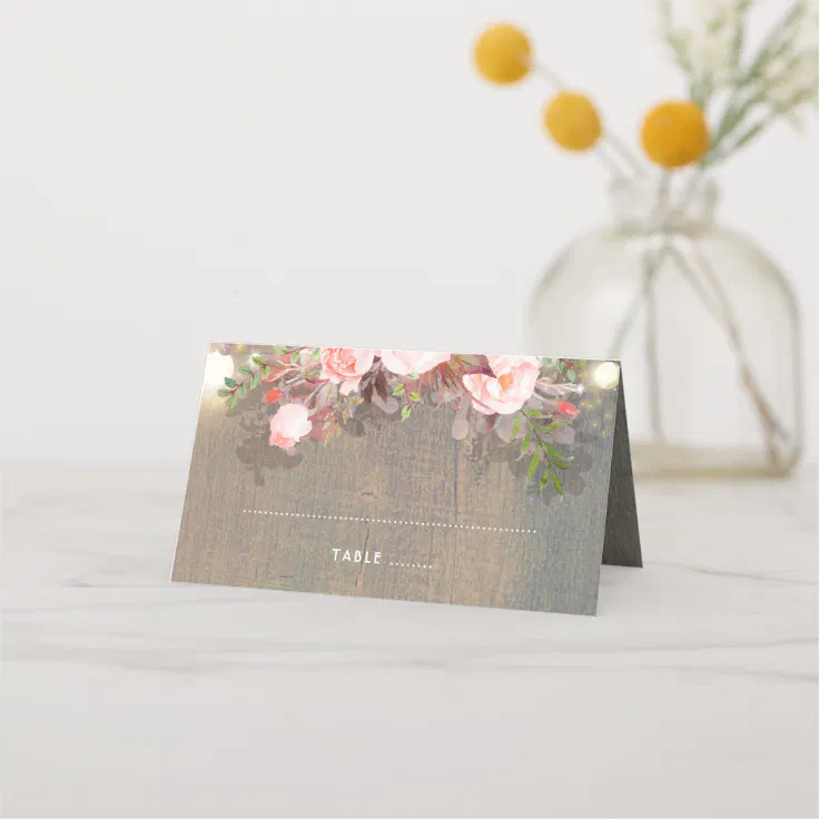 Floral Rustic Place Card | Zazzle