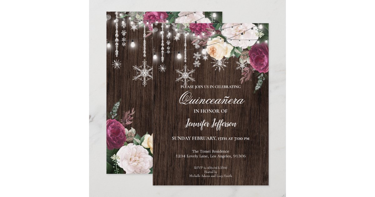 Floral Rustic Quinceanera Invitation | Zazzle