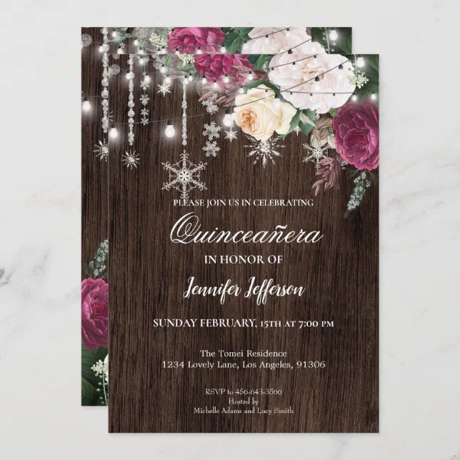 Floral Rustic Quinceanera Invitation | Zazzle