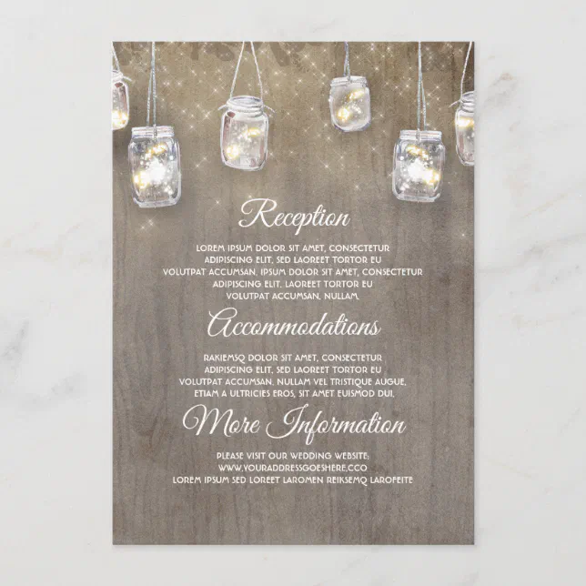 Floral Rustic Wedding Information Guest Card | Zazzle