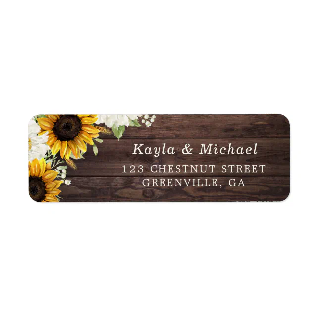 Floral Rustic Wood Sunflower Greenery Barn Daisy Label | Zazzle