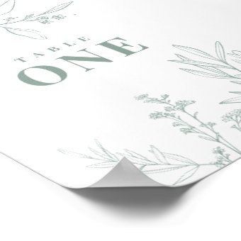 Floral Sage Green Table Numbers Poster | Zazzle