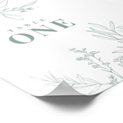 Floral Sage Green Table Numbers Poster | Zazzle