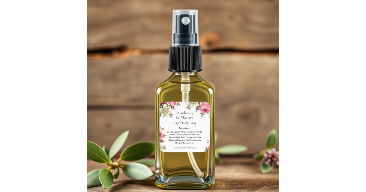 Floral | Sage Smudge Spray Bottle Labels | Zazzle