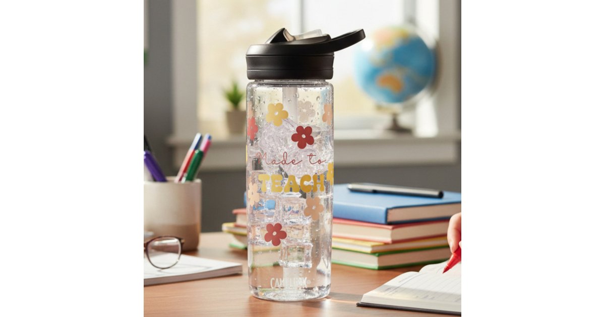 Floral School Teacher Appreciation Water Bottle | Zazzle