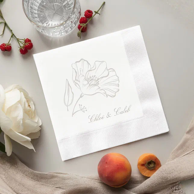 Floral Script Calligraphy Couple Wedding Napkins | Zazzle