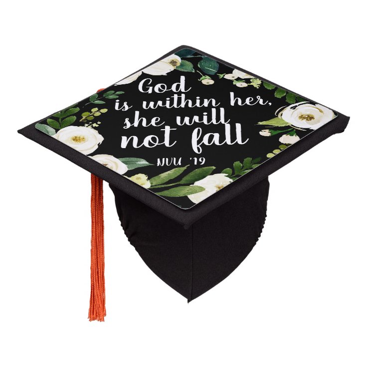 Floral Scripture | Custom Class Year Graduation Cap Topper | Zazzle