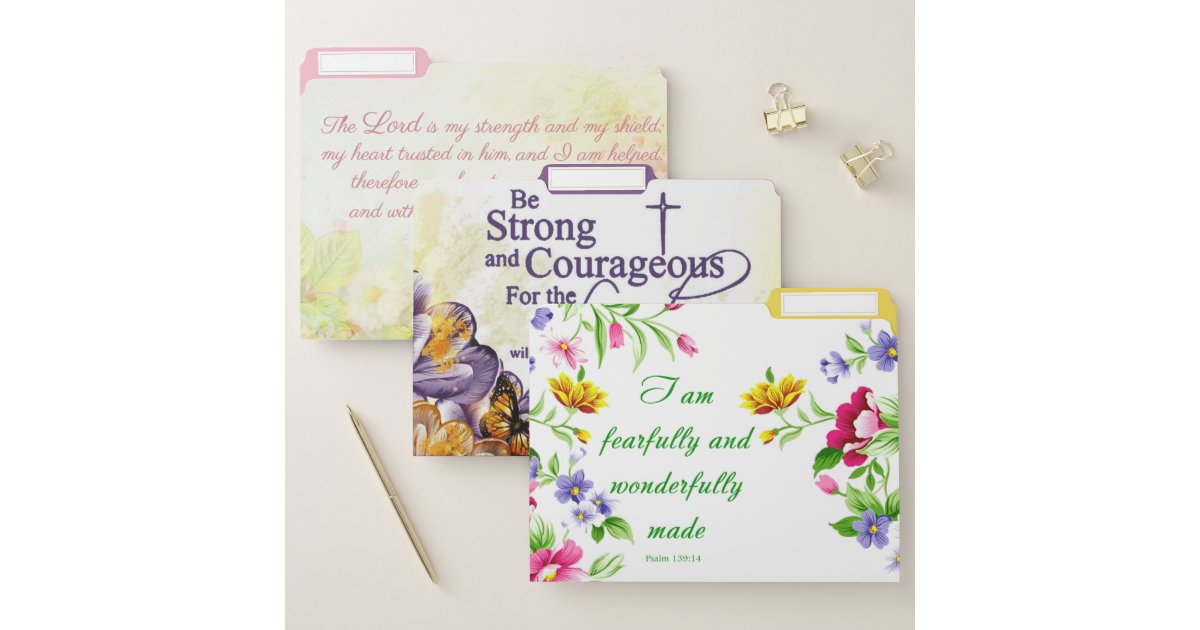 Floral scripture file folder | Zazzle