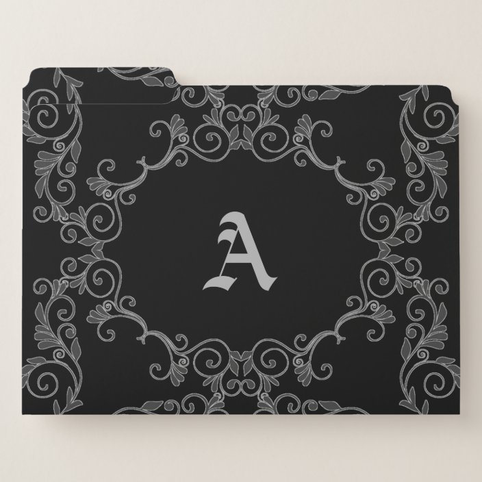 Floral Scroll Damask Monogram Gothic Folder Set | Zazzle.com