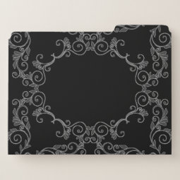 Floral Scroll Damask Monogram Gothic Folder Set | Zazzle