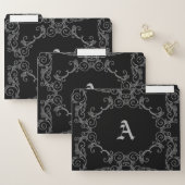 Floral Scroll Damask Monogram Gothic Folder Set | Zazzle