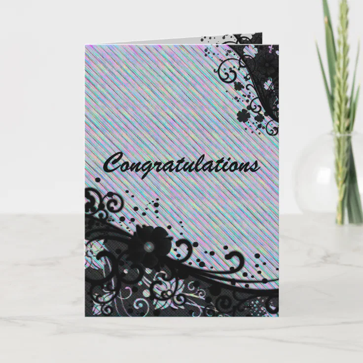 Floral Scroll & Texture Congratulations Card | Zazzle