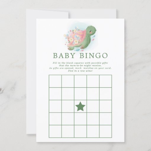 Floral Sea Turtle Baby Shower Bingo Game Invitation | Zazzle