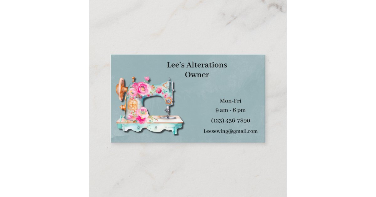 Floral Sewing Machine Business Card | Zazzle