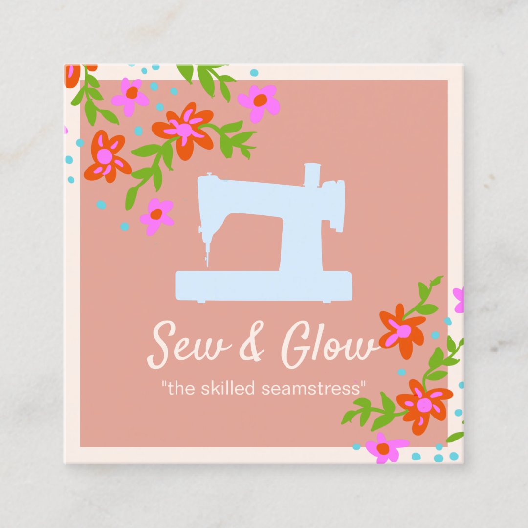 Floral Sewing Machine Seamstress Calling Card | Zazzle
