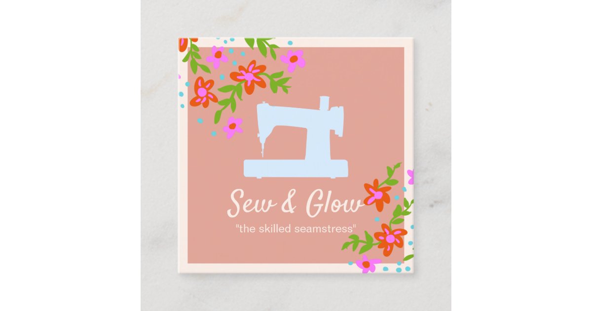 Floral Sewing Machine Seamstress Calling Card | Zazzle