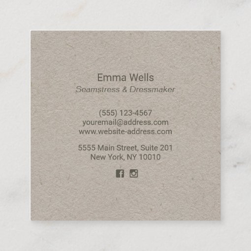 Floral Sewing Machine Seamstress or Tailor Kraft Calling Card | Zazzle