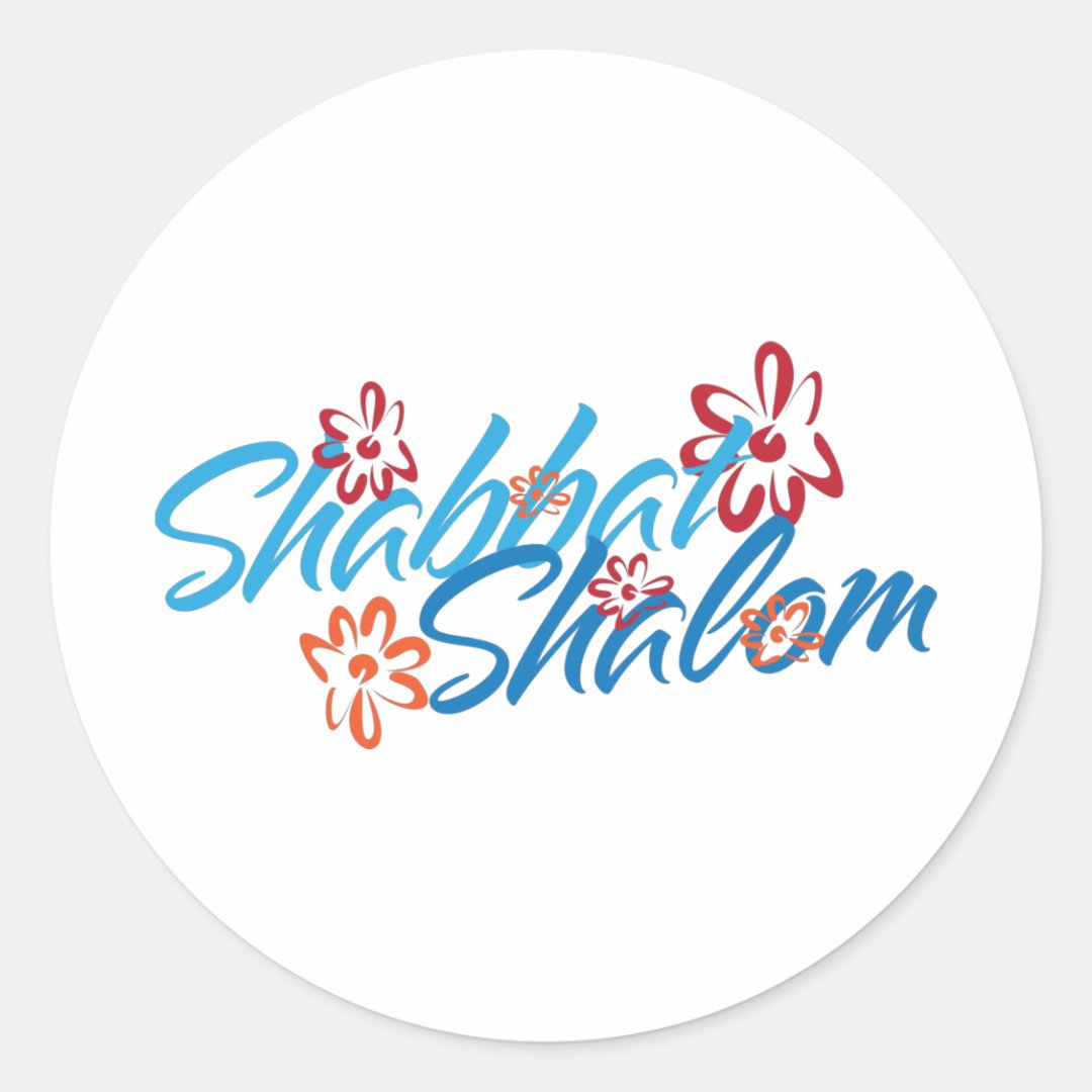 Floral Shabbat Shalom Classic Round Sticker | Zazzle