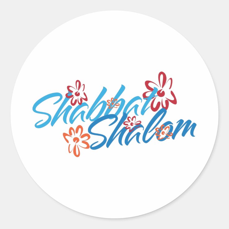 Floral Shabbat Shalom Classic Round Sticker | Zazzle