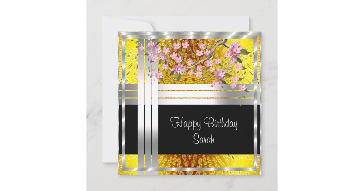 Floral silver gold Birthday Card | Zazzle
