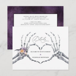 Floral Skeleton | Halloween Wedding Guest Details Enclosure Card | Zazzle