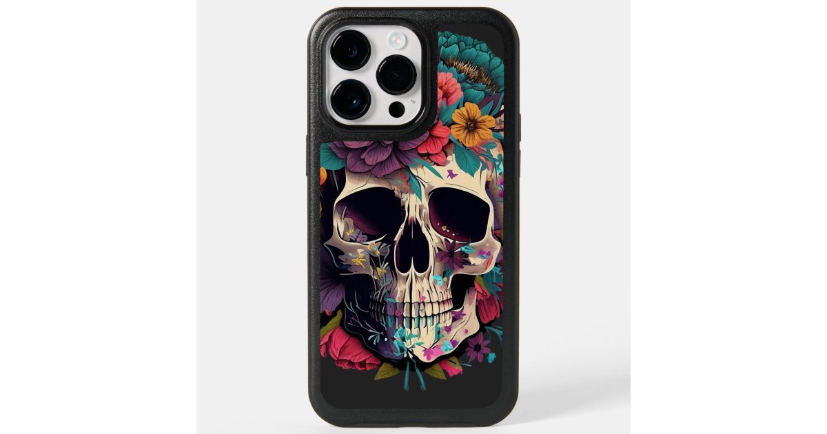 Floral Skull Botany and Bones Otterbox iPhone Case | Zazzle
