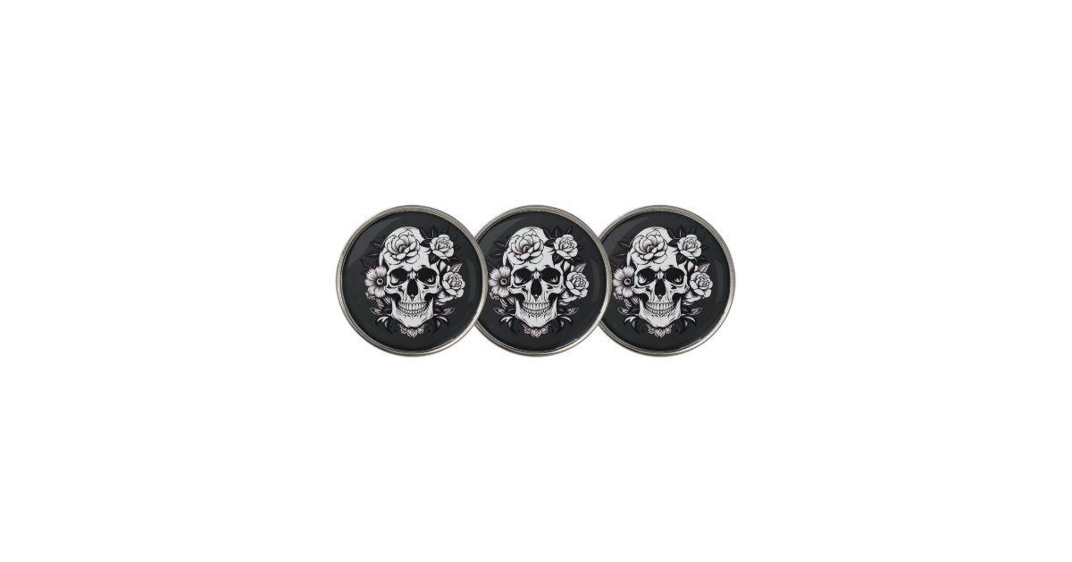 Floral Skull Golf Ball Marker | Zazzle