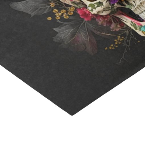 Floral Skull Goth Pagan Monogram Initials Tissue Paper | Zazzle