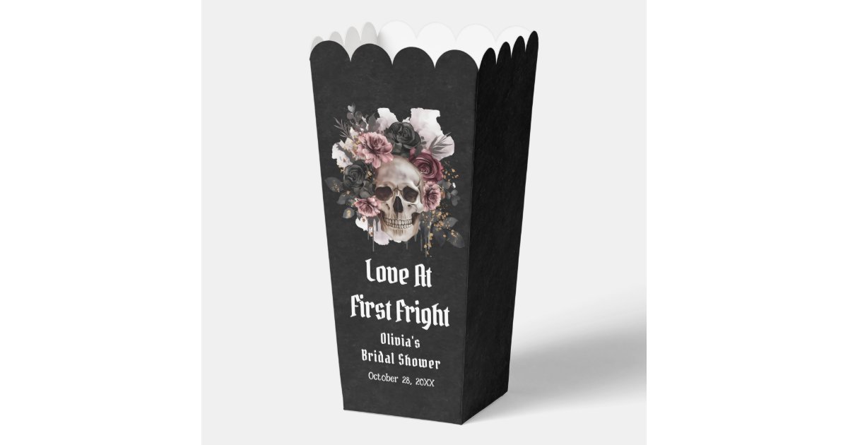 Floral Skull Love At First Fright Bridal Shower Favor Boxes | Zazzle
