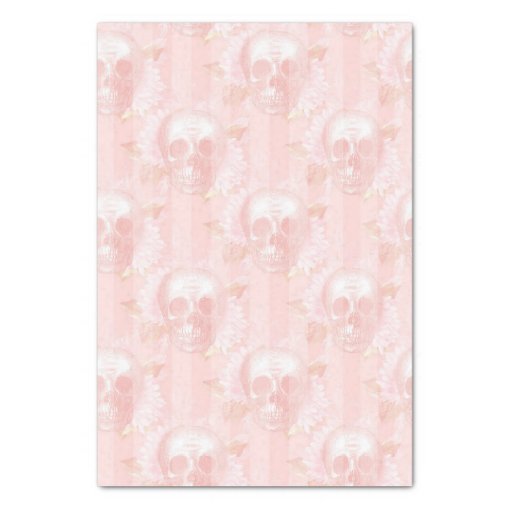 Floral Skulls on Light Pink Decoupage Tissue Paper | Zazzle
