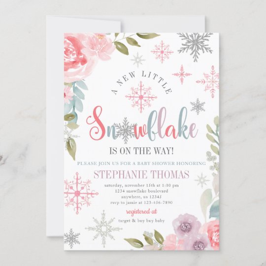 Floral Snowflake Baby Shower Invitation | Zazzle.com