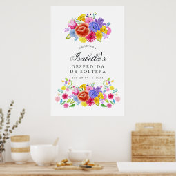 Floral Spanish Fiesta Bridal Shower Welcome Poster | Zazzle