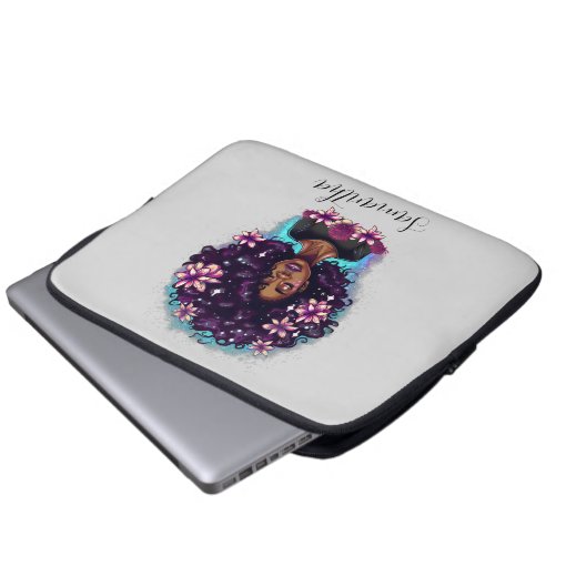 Floral Sparkling Afro Woman Laptop Sleeve | Zazzle