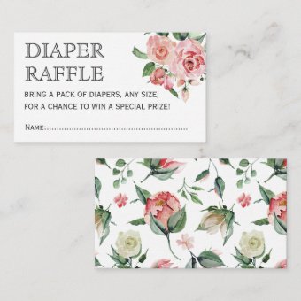 Floral Spring Baby Shower Diaper Raffle Tickets Enclosure Card | Zazzle