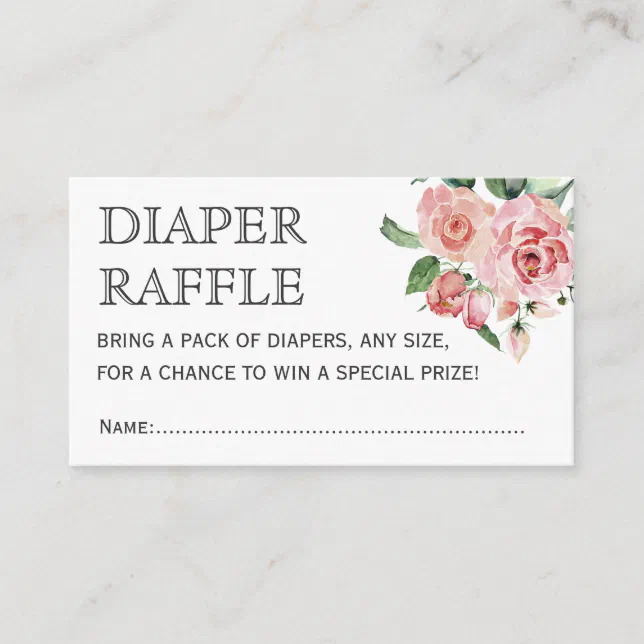 Floral Spring Baby Shower Diaper Raffle Tickets Enclosure Card | Zazzle