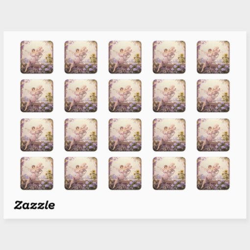 Floral Sprite Square Sticker | Zazzle
