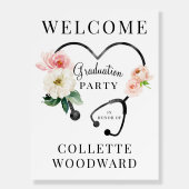 Floral Stethoscope Doctor Nurse Graduate Welcome Foam Board | Zazzle