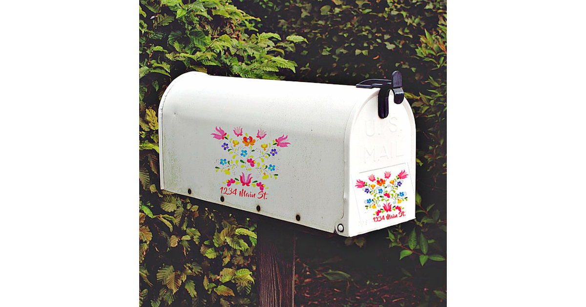Floral stitch mailbox sticker | Zazzle