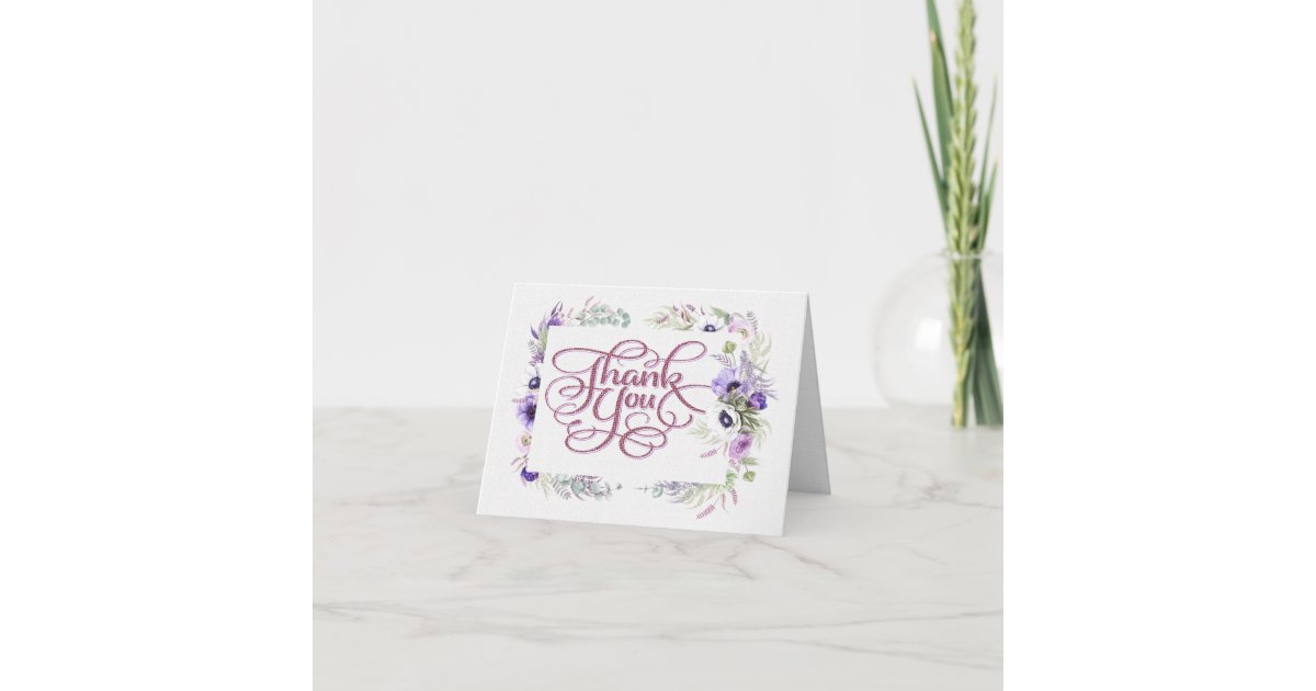 Floral Stitched Image Thank You Card | Zazzle