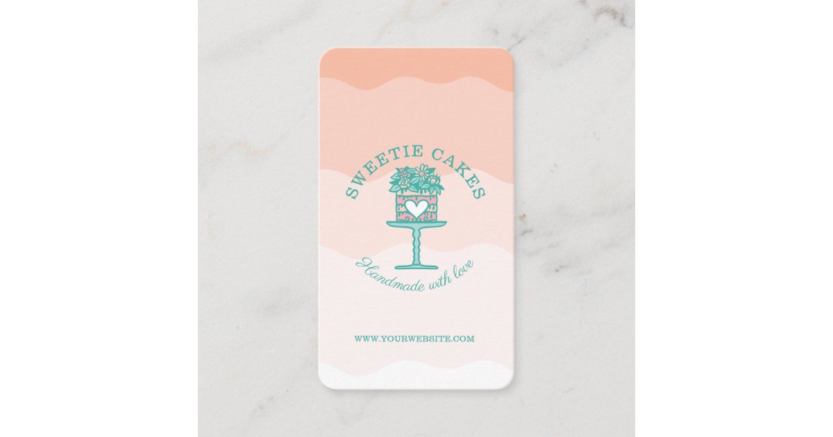 Floral Style Bakery Cake & Stand Logo Pink Ombre Business Card | Zazzle