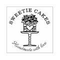 Floral Style Bakery Cake & Stand Logo Rubber Stamp | Zazzle