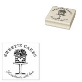 Floral Style Bakery Cake & Stand Logo Rubber Stamp | Zazzle