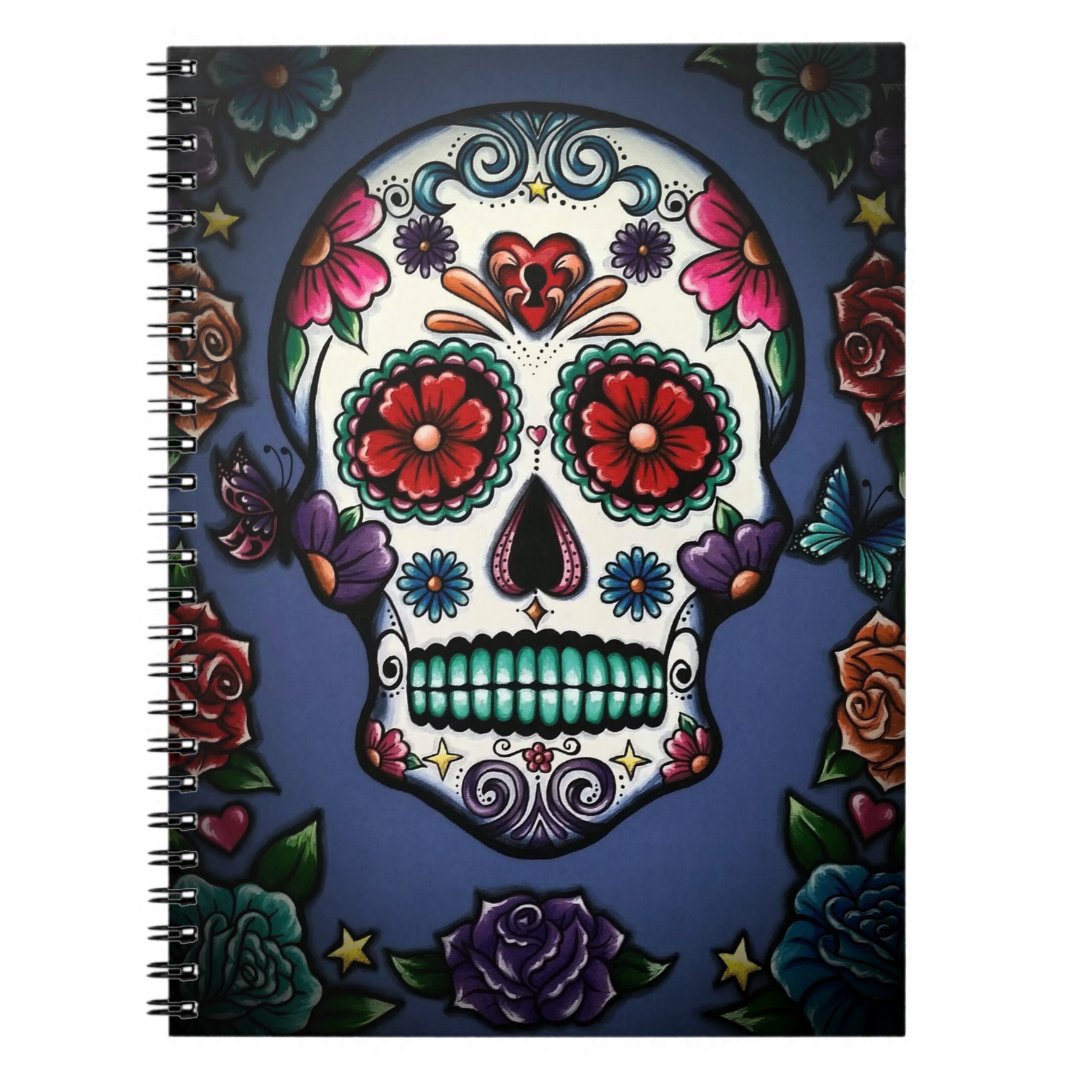 Floral Sugar Skull Notebook | Zazzle