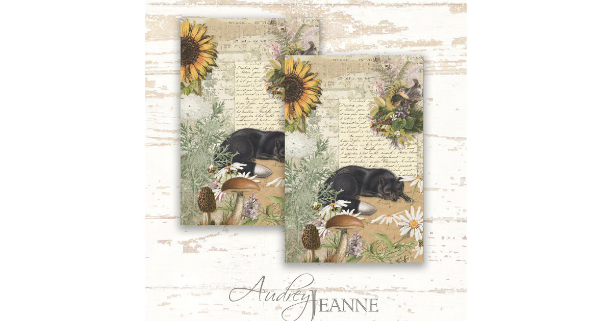 Floral Sunflower Daisy Fox Bird Ephemera Decoupage Tissue Paper | Zazzle