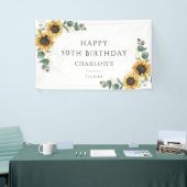 Floral Sunflower Eucalyptus 50th Birthday Banner | Zazzle